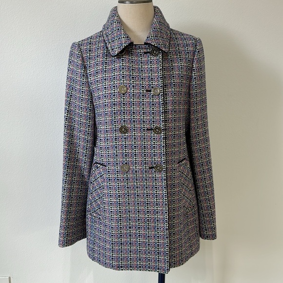 Coach | Jackets & Coats | Coach Colorful Double Breasted Tweed Pea Coat ...